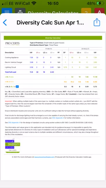 Diversity Calculator - Maximum Demand - Pro Certs Software
