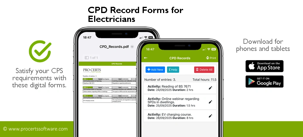 CPD Records for Electricians - Pro Certs Software Ltd
