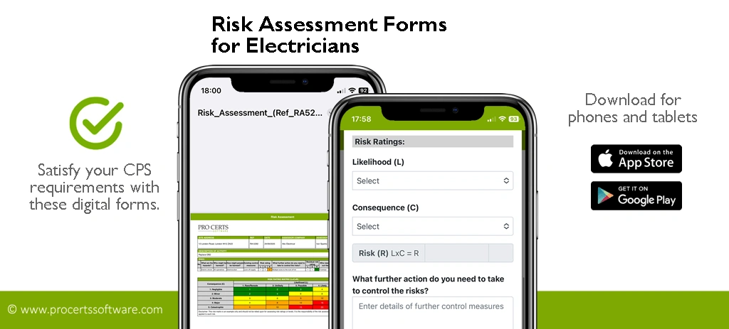 Risk Assessment Forms for Electricians - Pro Certs Software Ltd